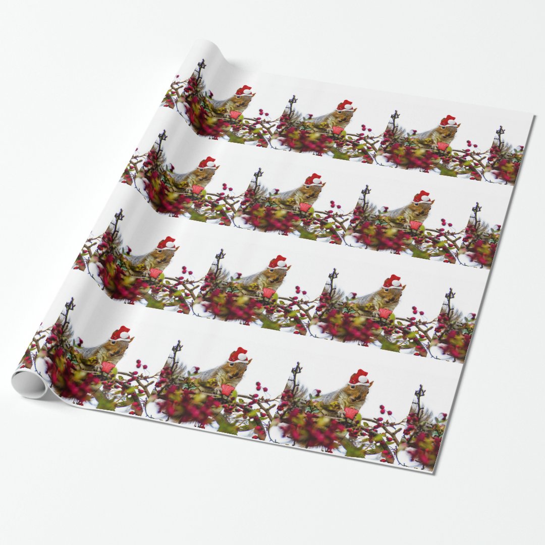 Christmas squirrel gift wrapping paper | Zazzle