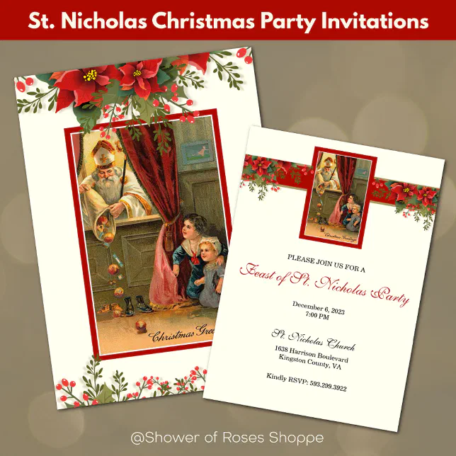 Christmas St. Nicholas Feast Day Party Invitations | Zazzle