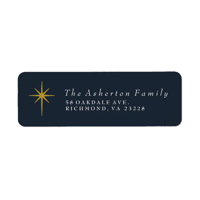 Christmas star navy return address label | Zazzle