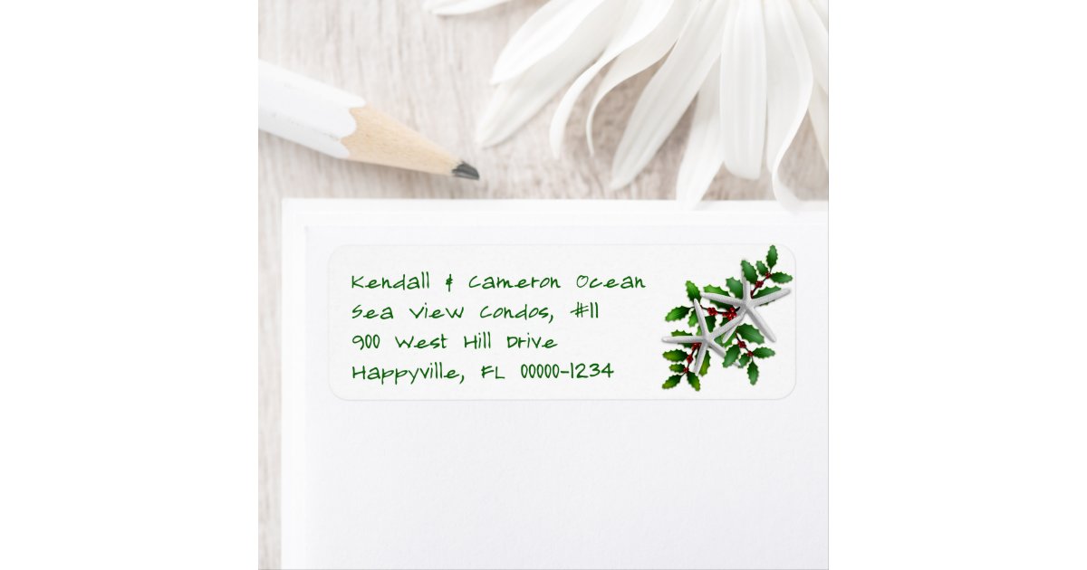 Christmas Starfish Four Line Address Labels | Zazzle