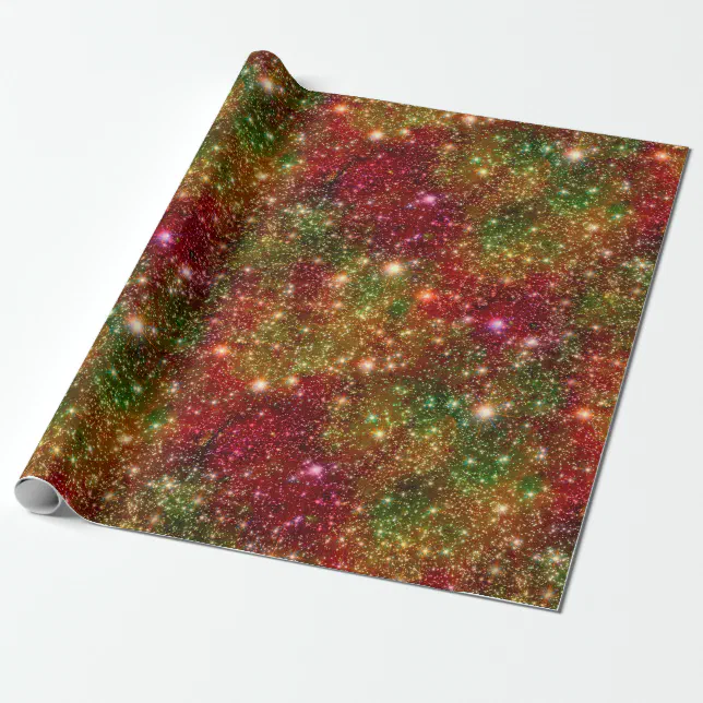 Christmas Stars Galaxy Cosmic Outer Space Glitter Wrapping Paper | Zazzle