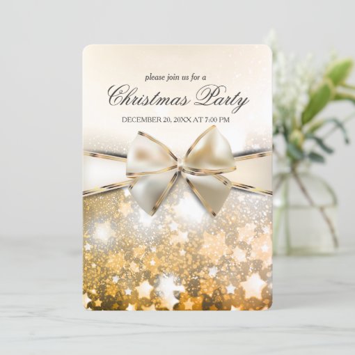 Christmas Stars Sparkle Satin Party Invitation | Zazzle