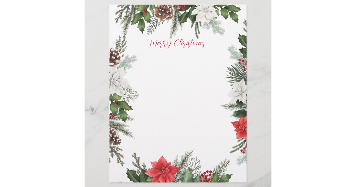 Christmas Stationery Writing Letter Paper Border | Zazzle