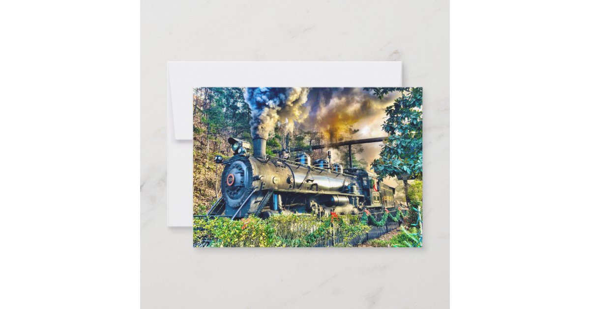 Christmas Steam Train Card | Zazzle