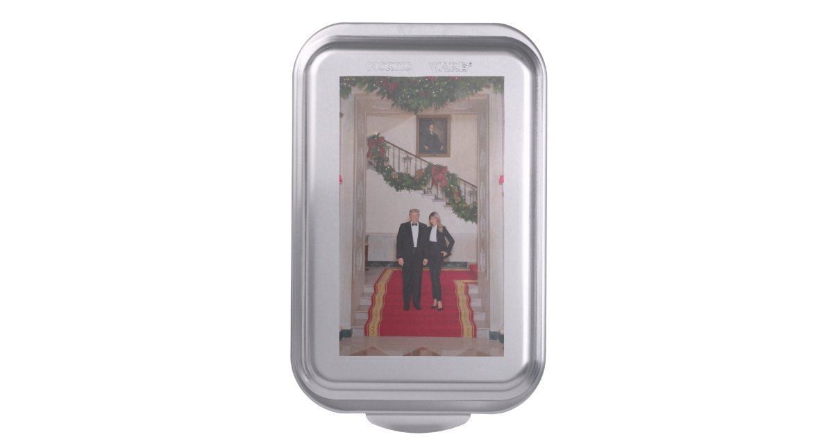 Christmas steps President Donald Trump & Melania Cake Pan | Zazzle