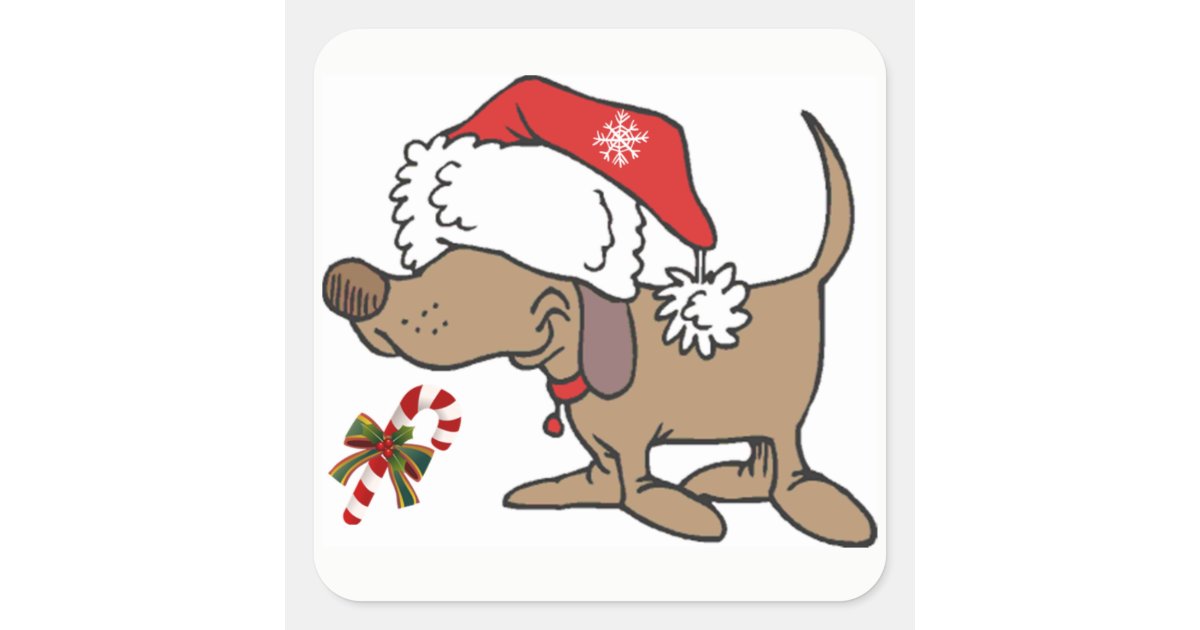 *CHRISTMAS STICKER* WITH **CHRISTMAS DOGGIE** SQUARE STICKER | Zazzle
