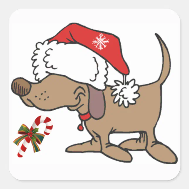 *CHRISTMAS STICKER* WITH **CHRISTMAS DOGGIE** SQUARE STICKER | Zazzle