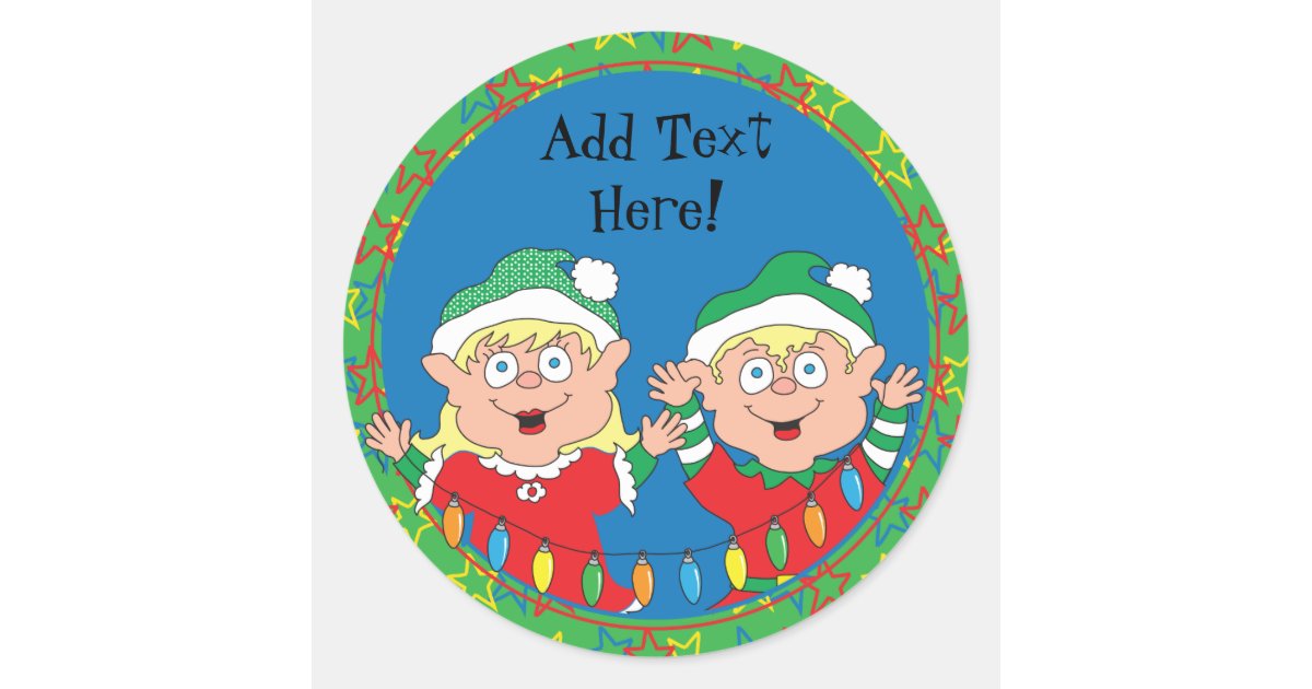 Christmas Stickers Elves. Personalize | Zazzle
