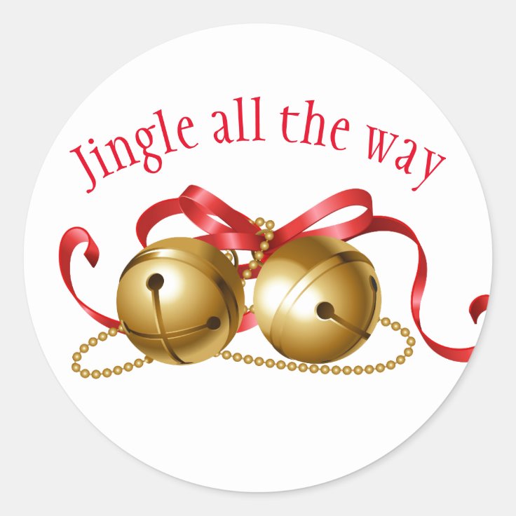 Christmas Stickers-Jingle Bells Classic Round Sticker | Zazzle