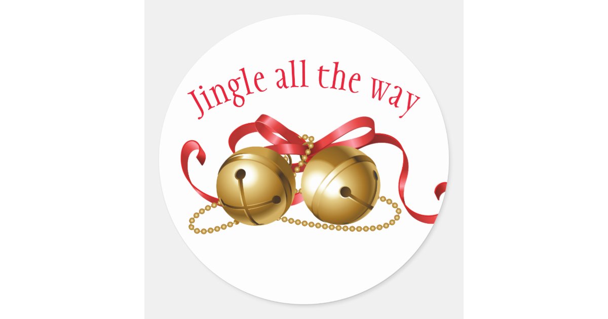 Christmas Stickers-Jingle Bells Classic Round Sticker | Zazzle