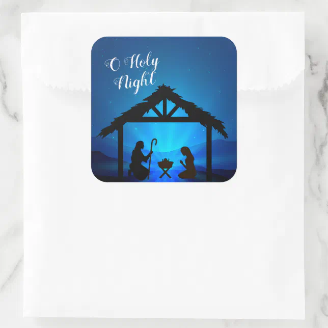 Christmas Stickers-Manger Square Sticker | Zazzle