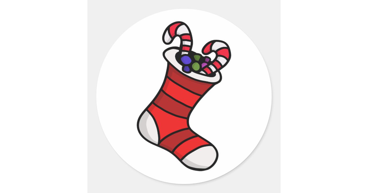 Christmas stocking classic round sticker | Zazzle