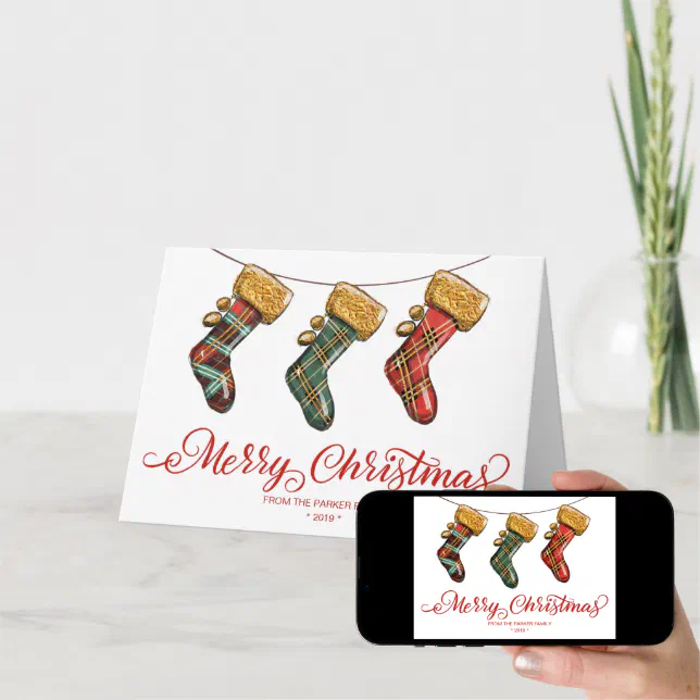 Christmas Stocking Greeting Folded Card | Zazzle