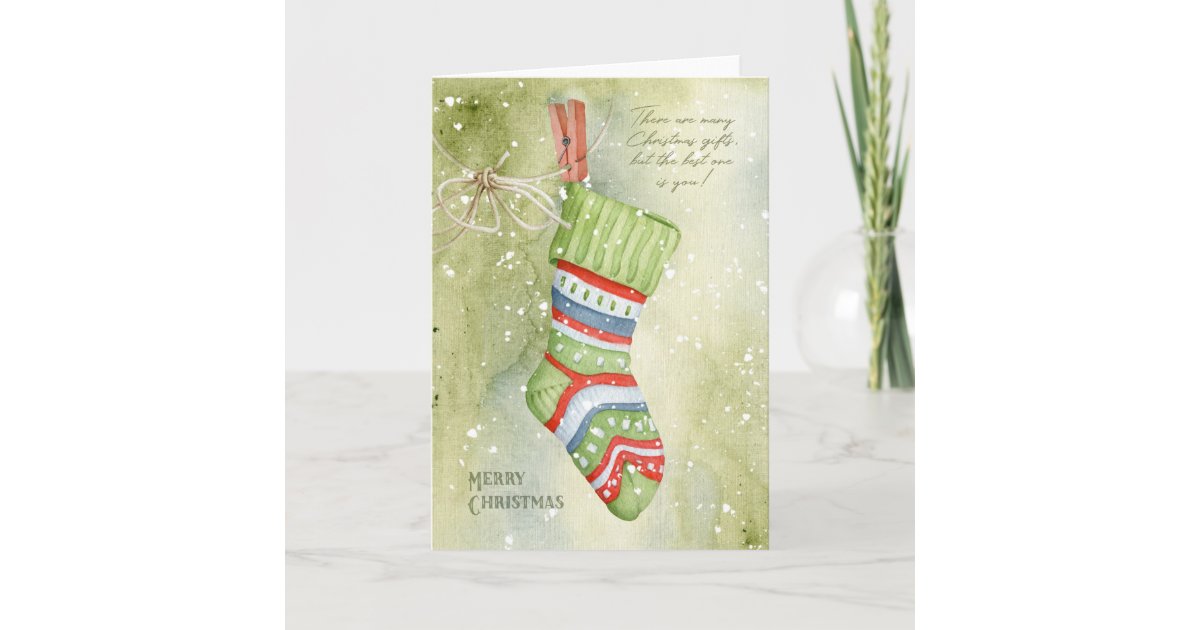 Christmas stocking holiday card | Zazzle