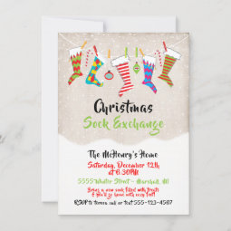 Christmas Stocking Sock Swap clothesline Exchange Invitation | Zazzle
