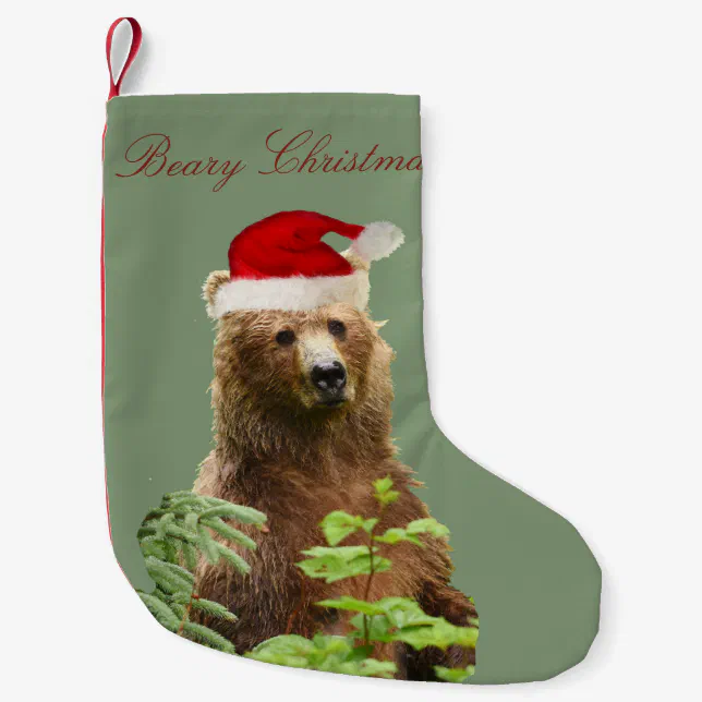 Christmas stocking w/ grizzly bear | Zazzle