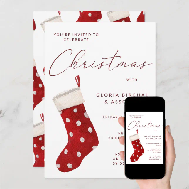 Christmas Stocking Xmas Party Invitation | Zazzle