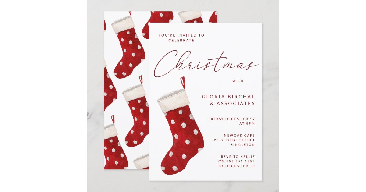 Christmas Stocking Xmas Party Invitation | Zazzle
