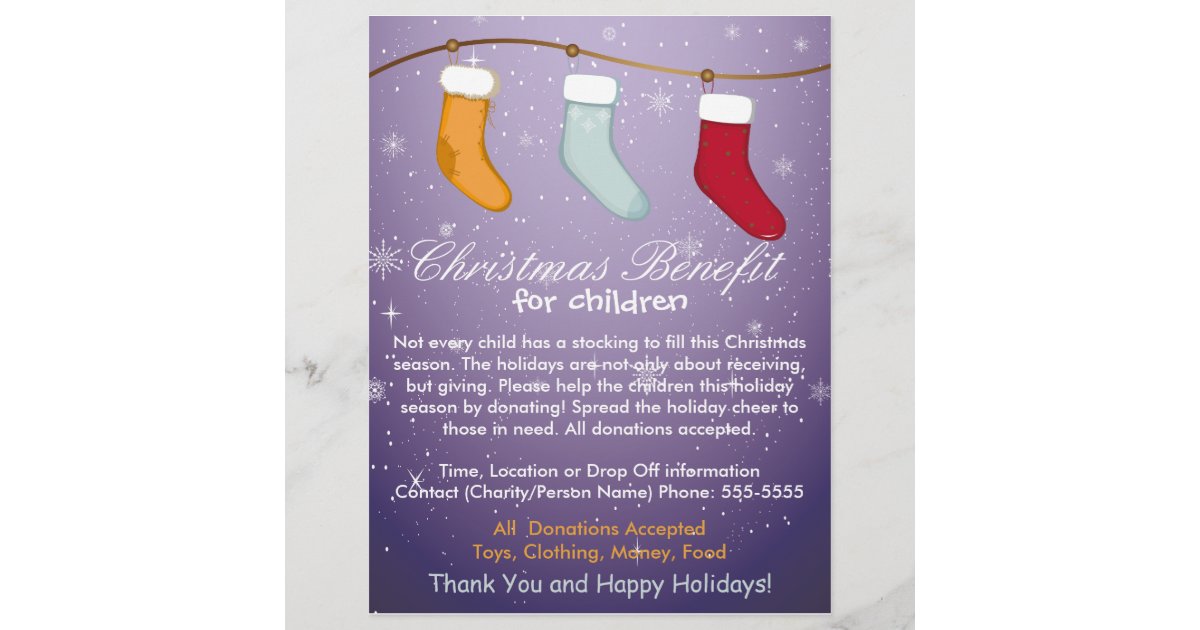 Christmas Stockings Benifit for Children Flyer | Zazzle