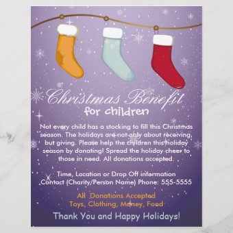 Christmas Stockings Benifit for Children Flyer | Zazzle
