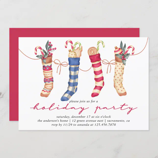 Christmas Stockings Holiday Party Invitation | Zazzle