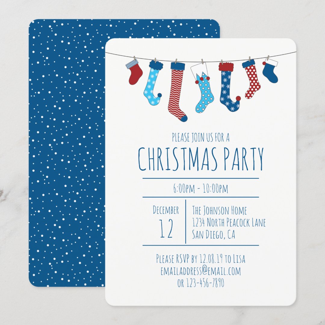 Christmas Stockings Party Invitation | Zazzle
