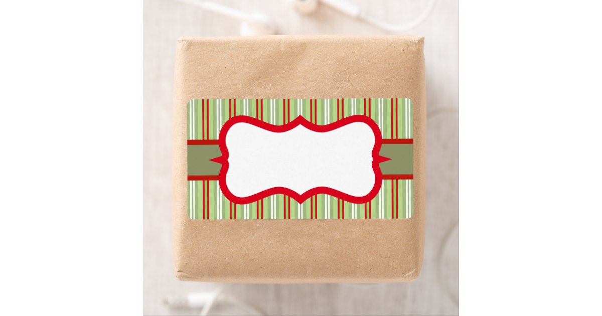 Christmas Striped Labels | Zazzle