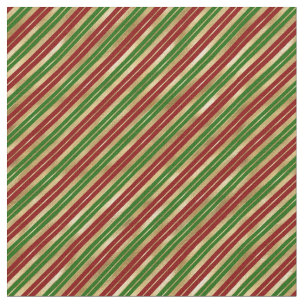 Red and green Christmas stripes Fabric | Zazzle