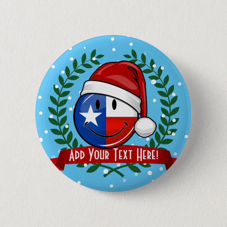 Christmas Style Smiling Texas Flag Pinback Button | Zazzle