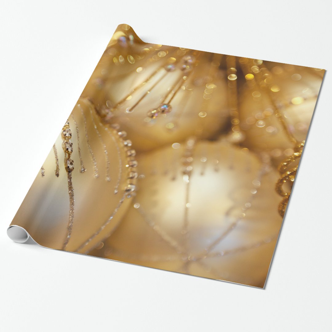 Christmas Stylish Shiny Gold Ornaments Texture Wrapping Paper | Zazzle