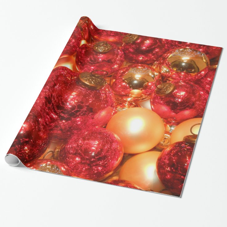 Christmas Stylish Shiny Lighting Ornaments Texture Wrapping Paper | Zazzle
