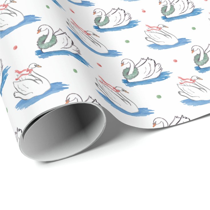 Christmas Swan Wrapping Paper | Zazzle