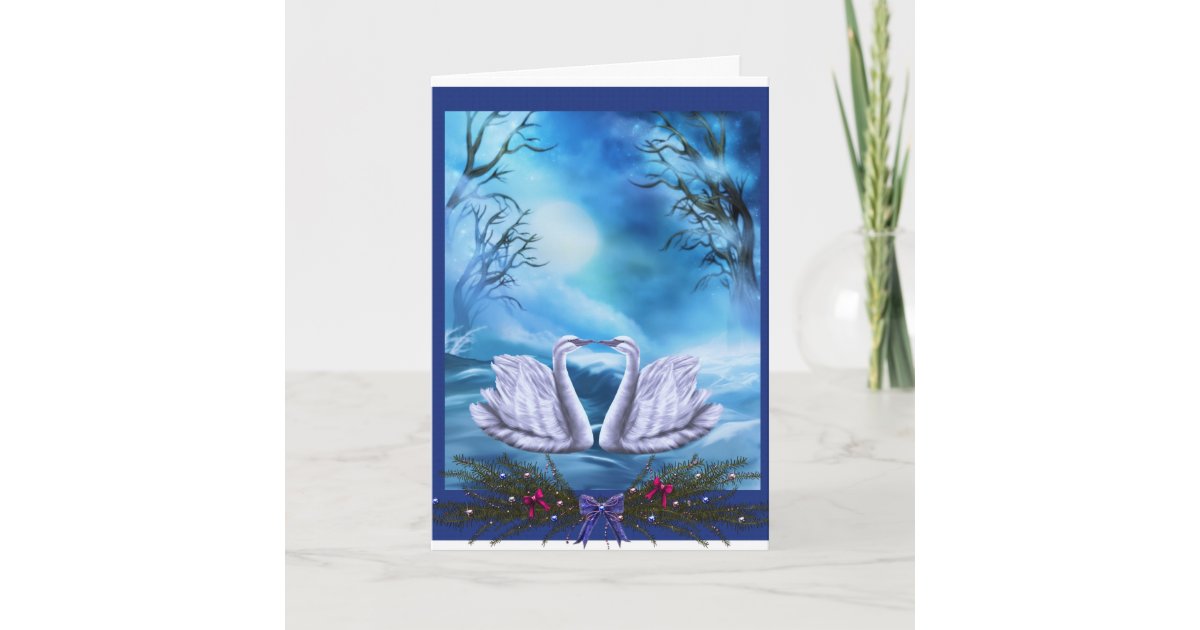 Christmas Swans Greeting Card | Zazzle