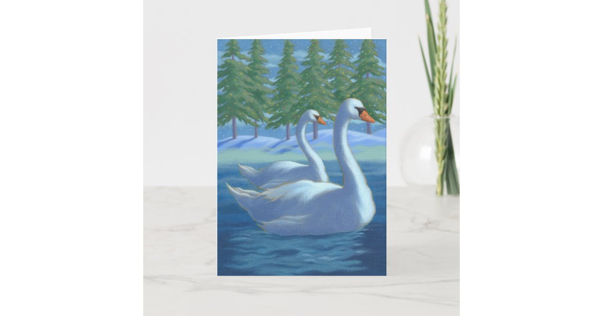 Christmas swans holiday card | Zazzle