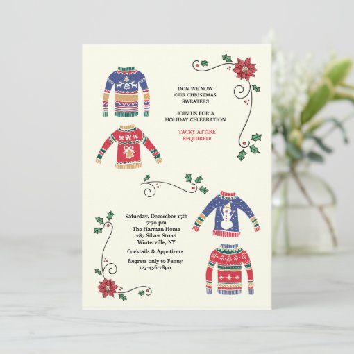 Christmas Sweaters Holiday Party Invitation | Zazzle