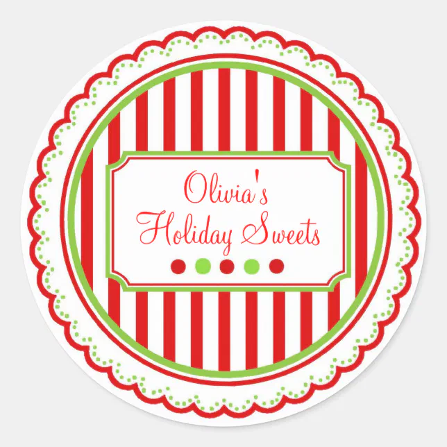 Christmas Sweet Stripes Holiday Stickers | Zazzle