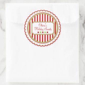 Christmas Sweet Stripes Holiday Stickers | Zazzle