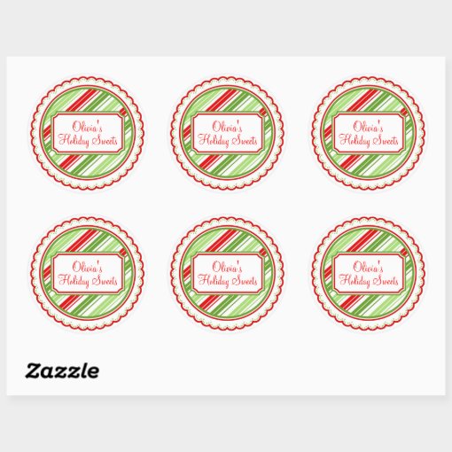 Christmas Sweet Stripes Holiday Stickers | Zazzle