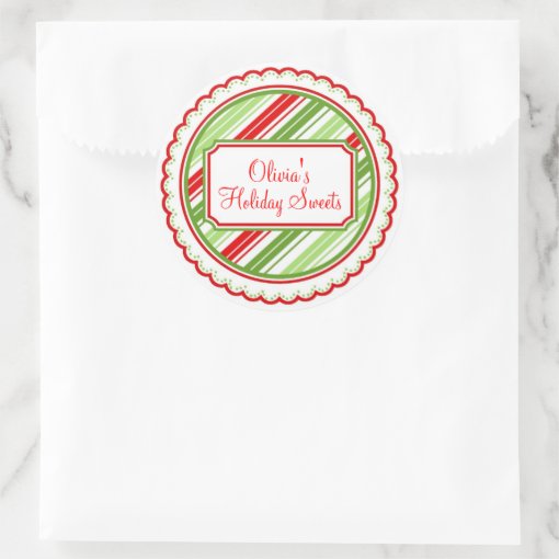 Christmas Sweet Stripes Holiday Stickers | Zazzle