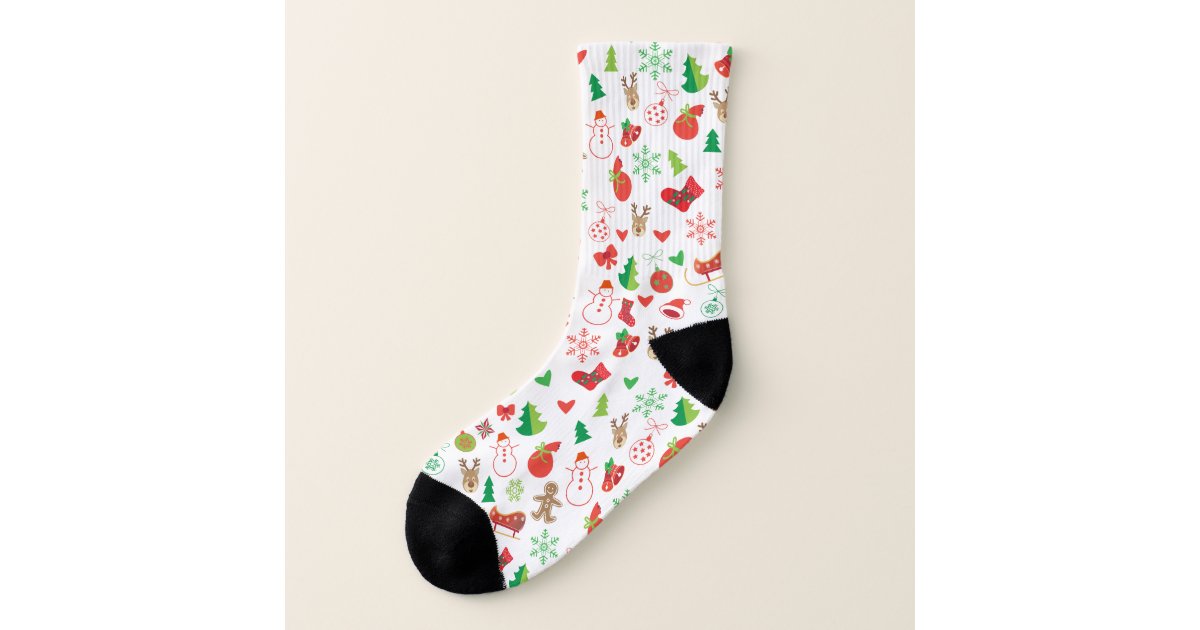 Christmas symbols trendy pattern socks | Zazzle