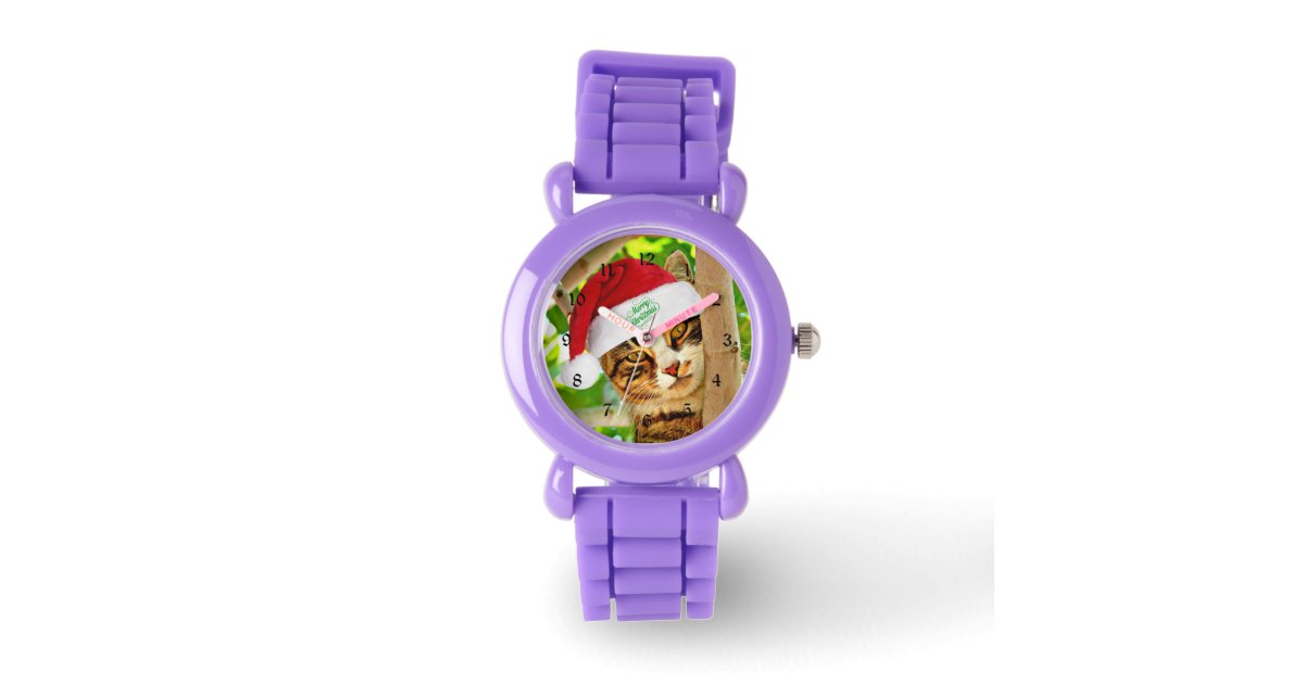 Christmas Tabby Cat in a Tree Watch | Zazzle