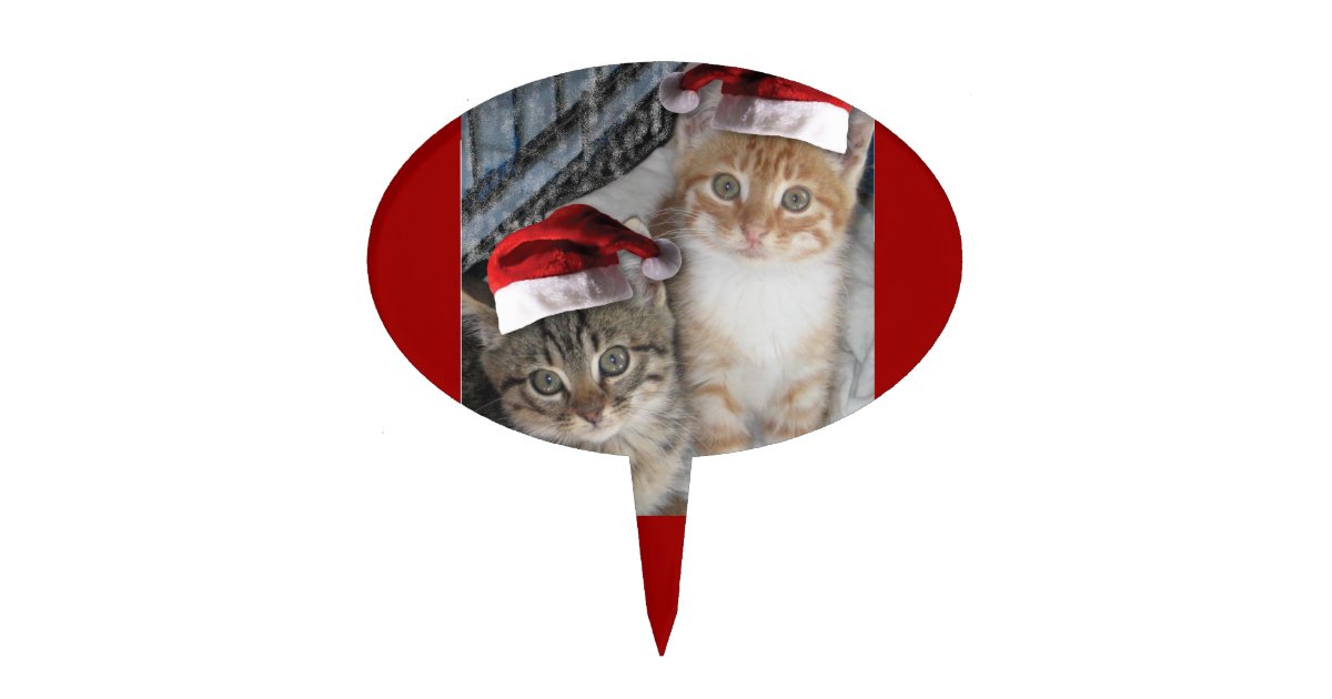 Christmas Tabby Kittens Cake Topper | Zazzle