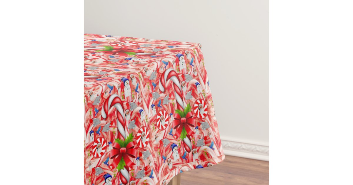 Christmas Tablecloth, Candy Cane Tablecloth | Zazzle