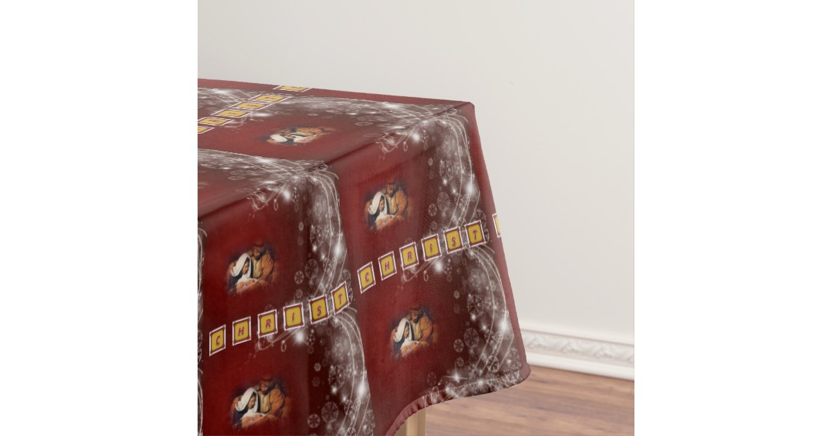 Christmas Tablecloth, Jesus Christ Tablecloth | Zazzle