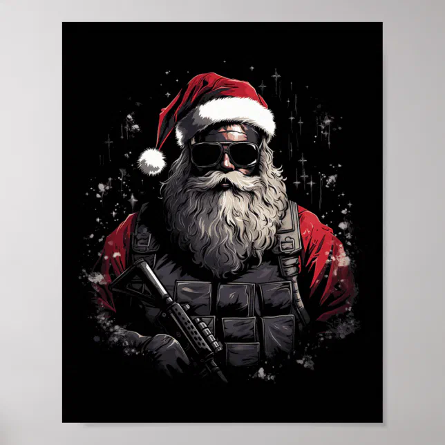 Christmas Tactical Santa Xmas Gift Idea Poster | Zazzle