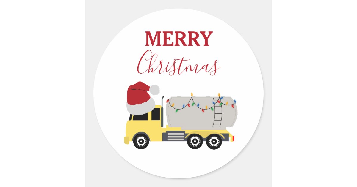 Christmas Tanker Truck Transportation Trucks Classic Round Sticker | Zazzle