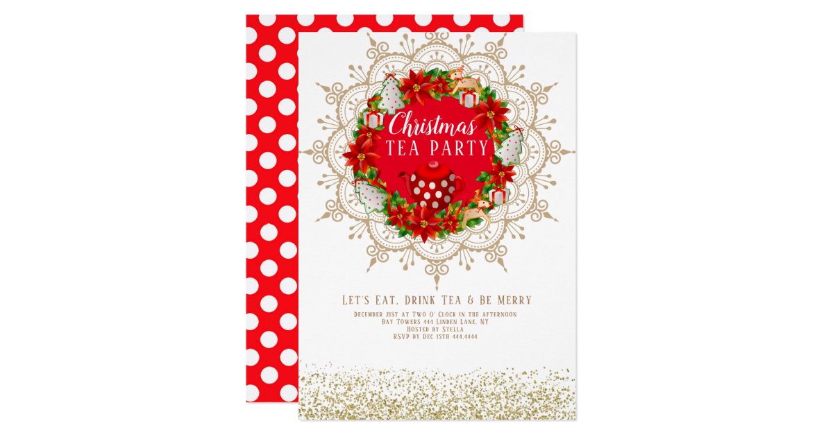 Christmas Tea Holiday Party Invitation | Zazzle.com