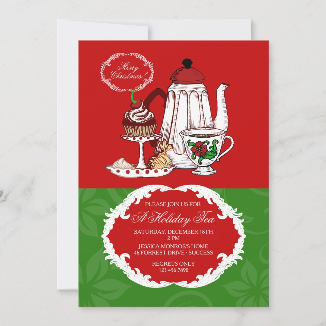 Christmas Tea Invitation | Zazzle