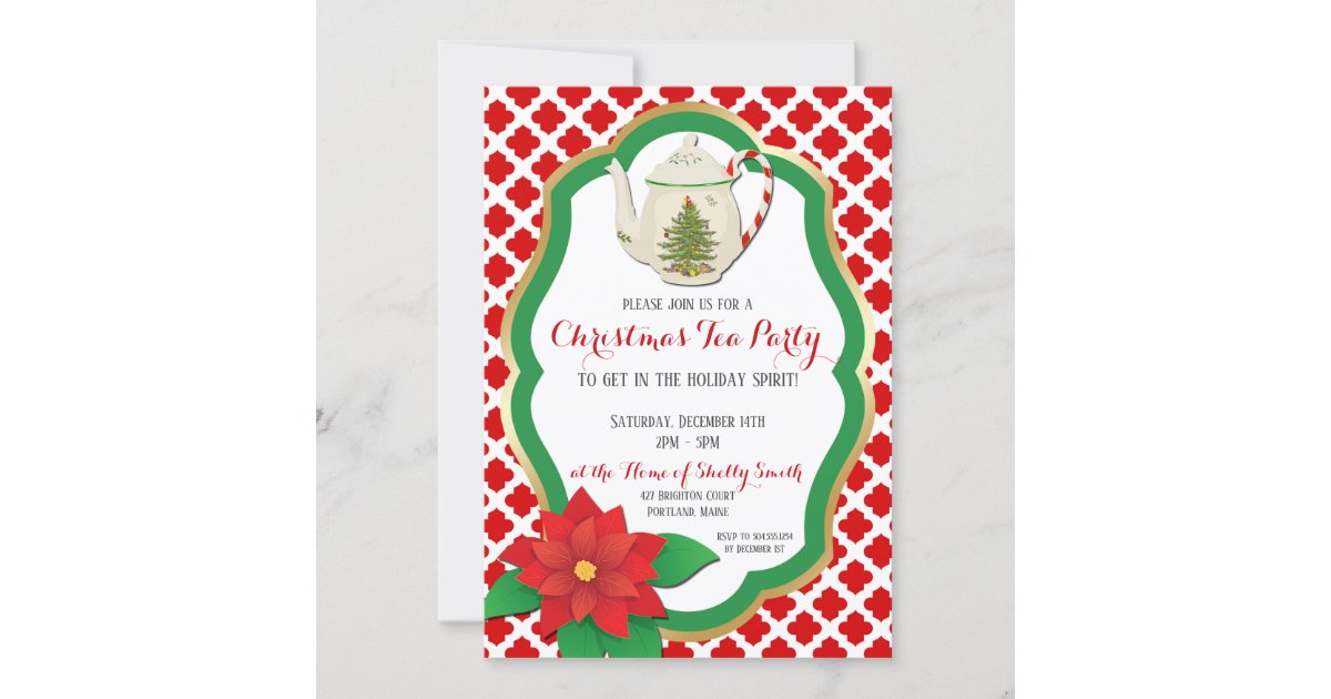 Christmas Tea Party Invitation, Christmas Tea Invitation | Zazzle