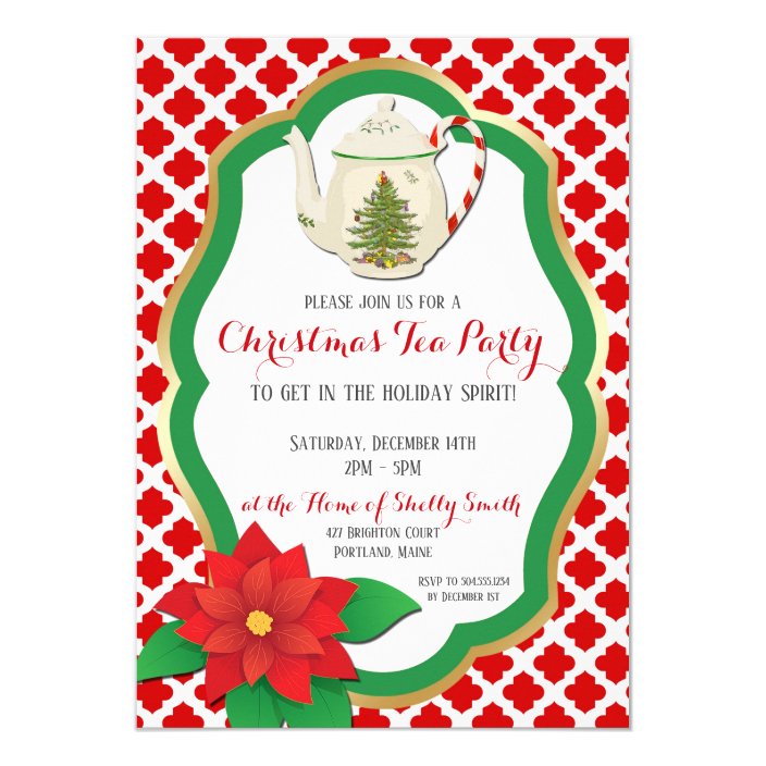 Christmas Tea Party Invitation, Christmas Tea Invitation | Zazzle.com